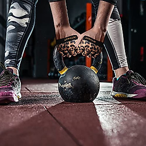 RYMNT Workout Gloves,Short Micro Weight Lifting Gloves Grip Pads with Full Palm Protection & Extra Grip for Men Women Weightlifting,Gym,Cross Training,Powerlifting,WODs.Leopard-Medium