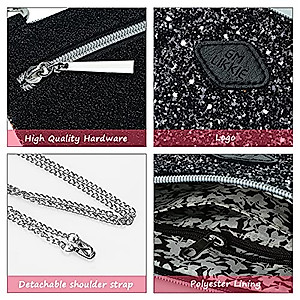 GM LIKKIE Crossbody Clutch Purse for Women, Glitter Evening Bag, Shoulder Wedding Handbag for Party (Black)