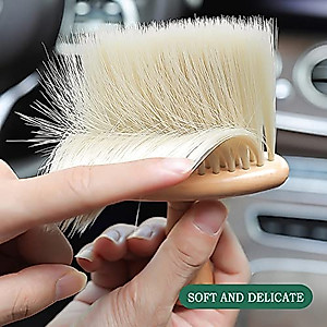 High Density Ultra Soft Detail Brush Automotive Interior Cleaning Tool Kit Brush Car Detailing Brush Soft Hair Wooden Brush Deep Cleaning Keyboards Laptop Sofa Dusting Brush (B-1PC)