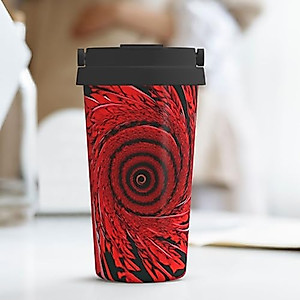 WANGXUEE Red Flower Vortex Spiral Print 500ml Stainless Steel Travel Tumbler Double Wall Vacuum Insulated Coffee Mug