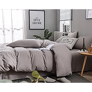 Mxaeyr Light Taupe Duvet Cover Queen Size, Soft Microfiber Duvet Cover with Zipper Closure and 2 Pillowcase, 3 Pcs Luxury Taupe Bedding Set Queen