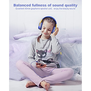 Kids Headphones Wired with Microphone for ipad Computer Laptop for Boys Girls Volume Limit Foldable Over Ear Headset for School 3.5mm Jack