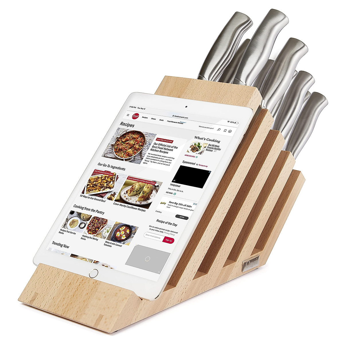 Ozeri Magnetic Knife Block and Tablet Holder, Made in Italy