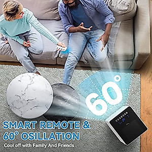 AGILLY 3-IN-1 Evaporative Air Cooler, Windowless Portable Air Conditioner w/1.3-Gal Water Tank, 3 Wind Speeds Remote Swamp Cooler, 12H Timer&60° Oscillation, Screen-Off Air Cooler Fan for Home Office