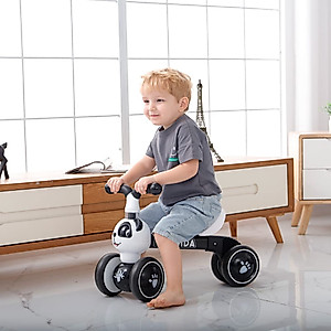 Baby Balance Bikes for 1 2 3 Year Old Boys Girls, Riding Toys for 10-36 Month Toddler | No Pedal Infant 4 Wheels Baby Bicycle | Best First Birthday New Year Holiday (Panda)