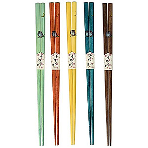 Happy Sales HSCS-FCR17, 5 Pairs Owl Bamboo Chopsticks Gift Set Muliticlor #7223