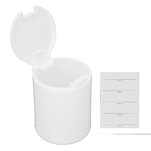 Cotton Swab Holder, Pop Up Window Dustproof Button Lid with Stickers Qtip Dispenser for Living Room Bathroom