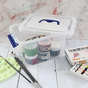 Dehouse 6 L Small Plastic Storage Box, 4-Pack Clear Storage Latch Box with Handle