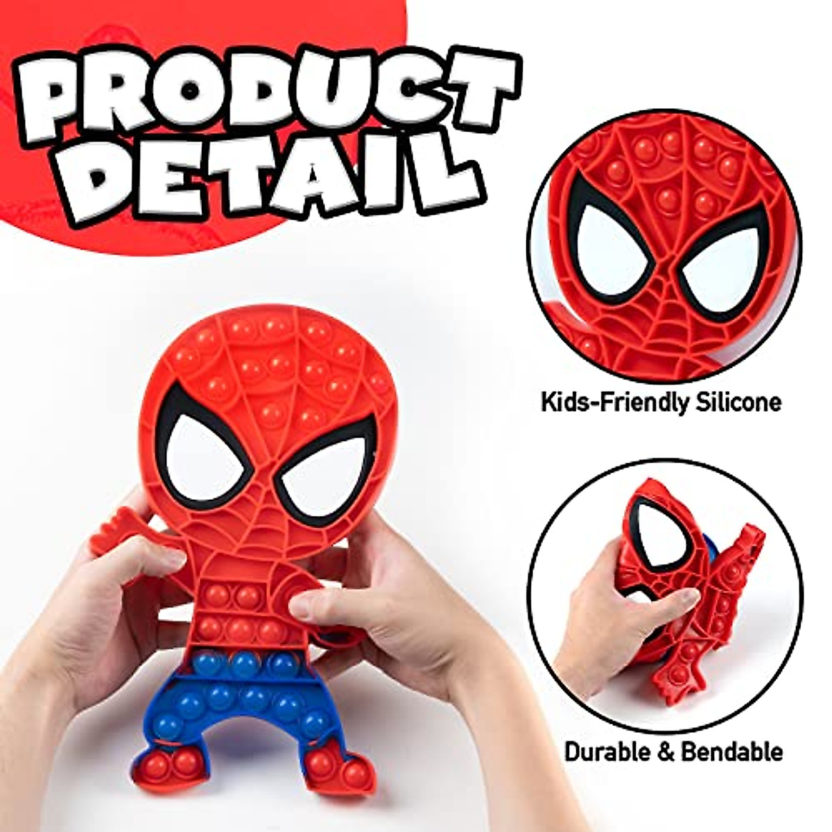 Spider Pop Fidget Toy Silicone Stress Reliever, Large Size 11", 11.8" Perfect for Kid Adults Friend Puzzle Game, Birthday Party Favors, School Rewards, Festival Gift