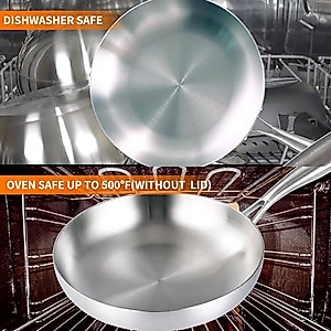 DELARLO Whole body Tri-Ply Stainless Steel 8inch Small Frying Pan, Oven safe induction kitchen skillet,Suitable for All Stove (Detachable Handle)