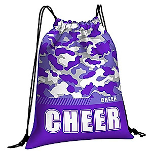 Givotin Drawstring Backpack Waterproof Gym Drawstring Bags Sports String Bag Camo Sackpack-Purple Cheer Drawstring Bag