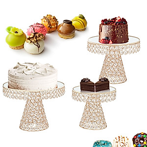 Crystal Cake Stand, Iron Cake Holder with Mirror Dessert Display Plate Serving Tray Cheese Pastry Candy Fruite Display Plate Tray Serving Platter for Birthday Wedding Party Decoration