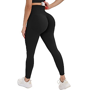 CHRLEISURE 3 Piece Workout Leggings Sets for Women, Gym Scrunch Butt Butt Lifting Seamless Leggings (AMZ025, Black M)
