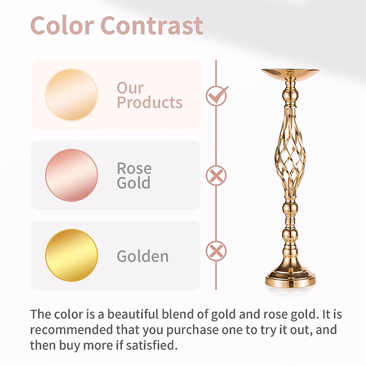 Versatile Metal Flower Arrangement Stand & Pillar Candles Holder Set for Wedding Party Dinner Centerpiece Event Restaurant Hotel Decoration (2 x L, Gold)