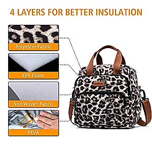 Castura Women Lunch Bag Insulated Convertible Backpack Lunch Tote Leopard