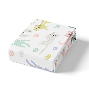 Cat Sheets with Deep Pocket Fitted Sheet Full Size, Cute Kitten Cat Sheet Set Colorful Cat Animals Bed Sheets Set for Kids Toddler Kawaii Pet Cats Bedding Set 4Pcs