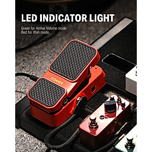 Donner Guitar Wah Pedal, 2 in 1 Wah Volume Pedal, Mini Vintage Electric Guitar Effect Pedal with Wah Wah Active Volume Control, Vowel Lightweight Guitar Pedal
