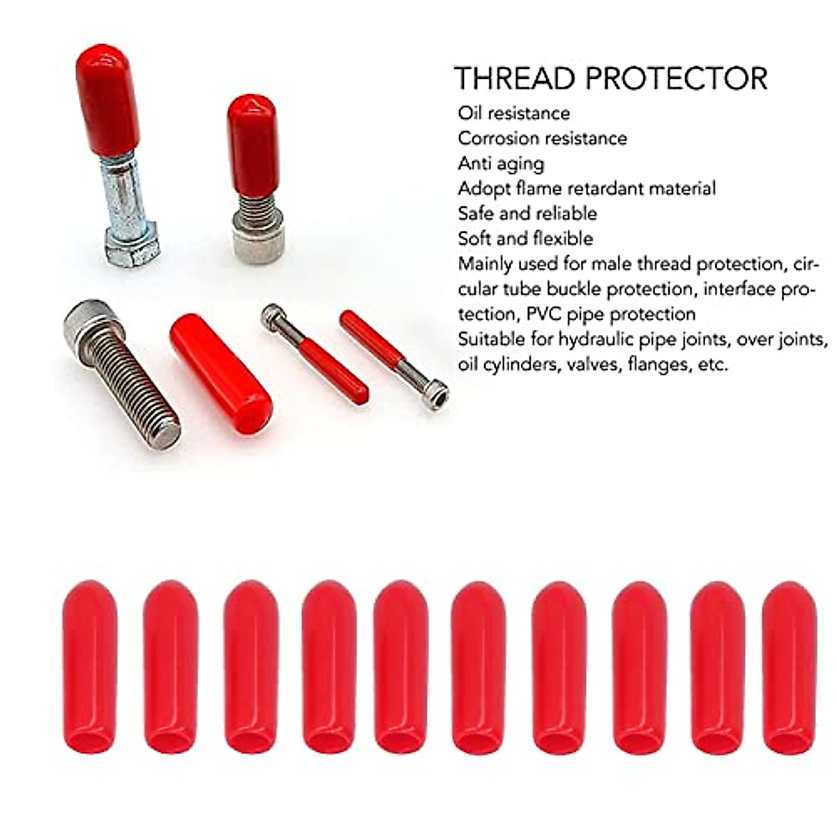 Thread, Flexible Wide Application Oil Proof Flame Retardant Screw End Cap 200 Pcs Resistance for Flanges(3mm/0.12in)