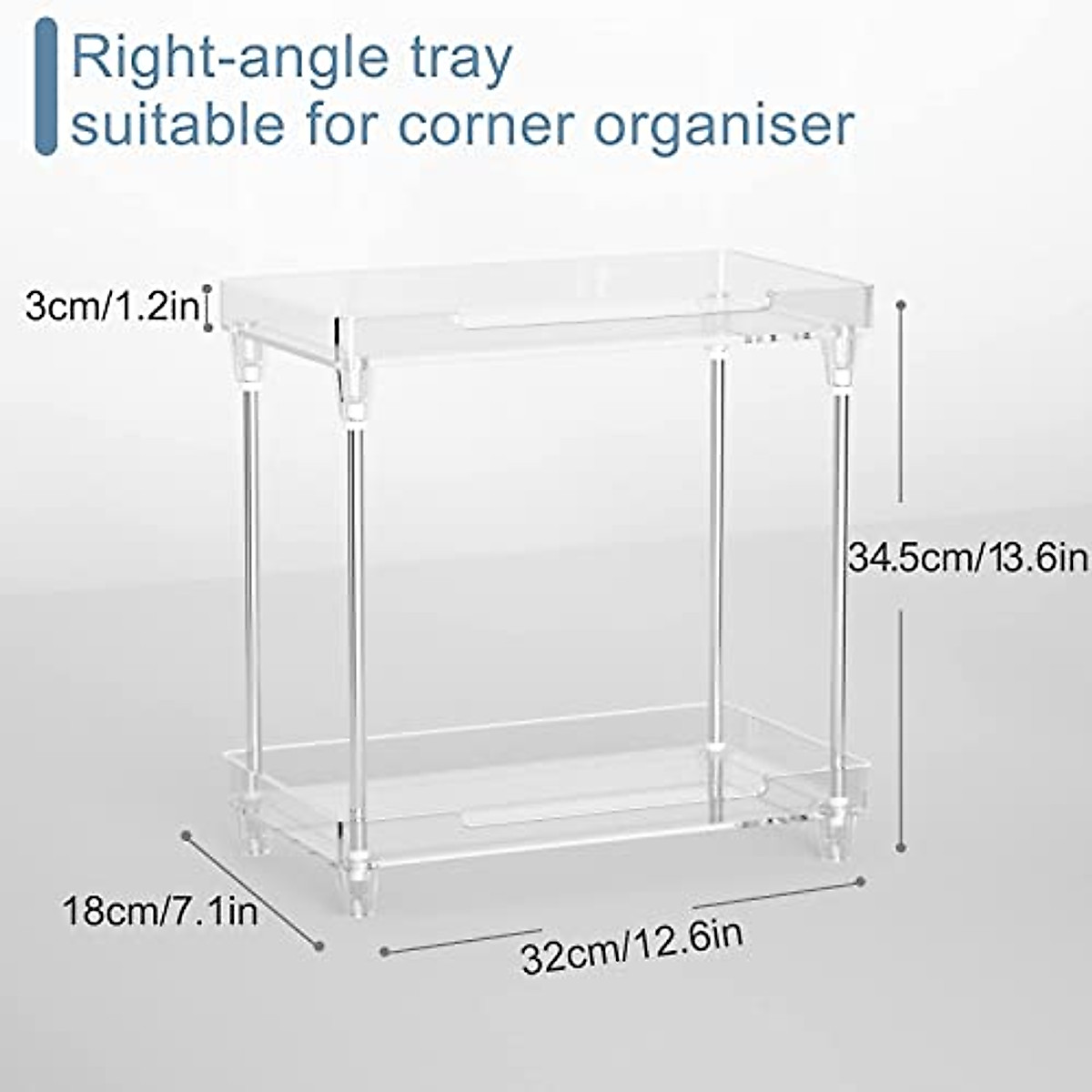 YIEZI Bathroom Organizer Countertop, 2-Tier Vanity Tray Corner Shelf for Makeup Cosmetic Perfume Skincare Bathroom Supplies and More, Multi-Functional Acrylic Organizer in Vanity Dresser Bathroom