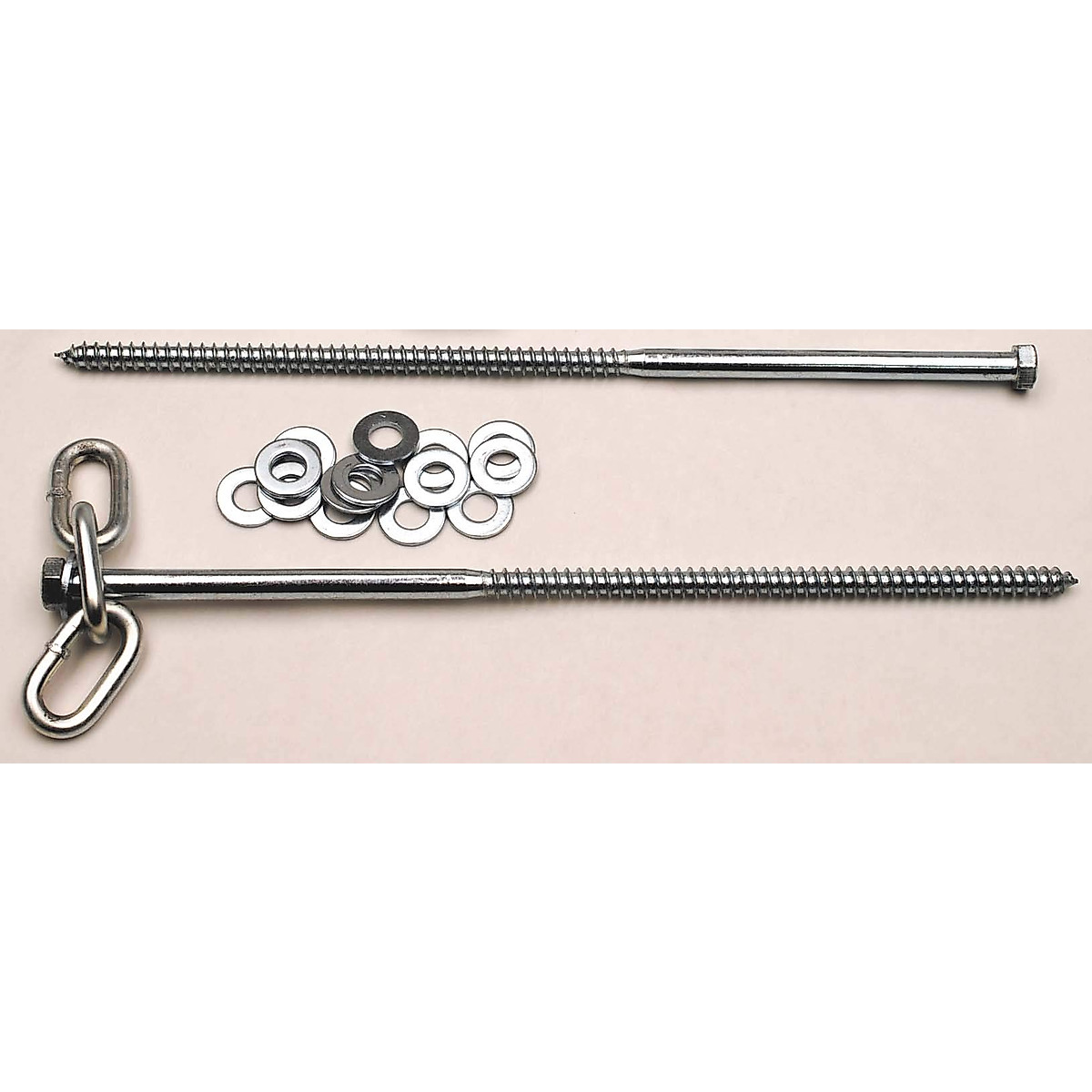 Lexar Industrial 12 pc Lag Screws 3/8 x 12 Tent Stakes Festival Kit with Chain Links and Washers