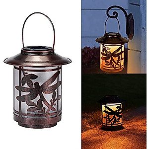 Solar Lanterns Outdoor Waterproof , Dragonfly Pattern Solar Lantern Outdoor Hanging with Handle, Metal LED Christmas Solar Outdoor Lights for Garden Patio Porch Pathway Yard Tabletop Decoration