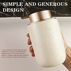 GIRLUFO White Soap Dispenser,Kitchen Foaming Ceramic Soap Dispenser with Champagne Gold Pump,Foam Soap Dispenser for Cleanser Essence,Shower Gel,11.5OZ Sanitizer Dispenser