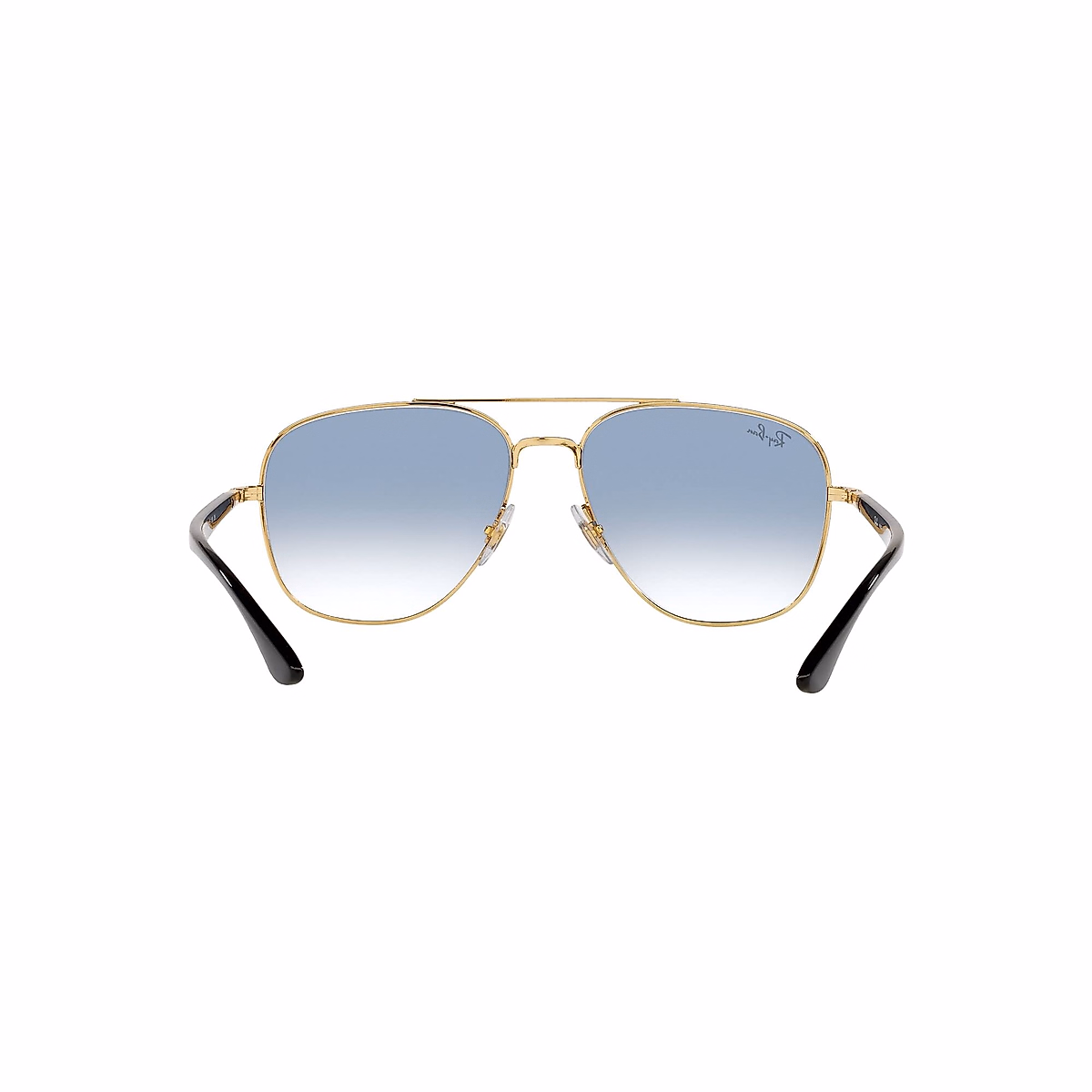 Ray-Ban RB3683 Square Sunglasses, Black on Gold/Clear Gradient Blue, 59 mm