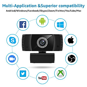 Svarog Webcam with Microphone, Autofocus 1080P HD Webcam with Privacy Cover & Tripod,USB 2.0 Desktop PC Web Camera,Plug and Play,60° Wide-Angle View for Gaming Conferencing Study Streaming Zoom