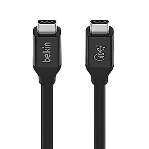 Belkin USB 4 Cable, 2.6ft (0.8m) USB IF Certified with Power Delivery up to 100W, 40 Gbps Data Transfer Speed and Backwards Compatible with Thunderbolt 3, USB 3.2, and More