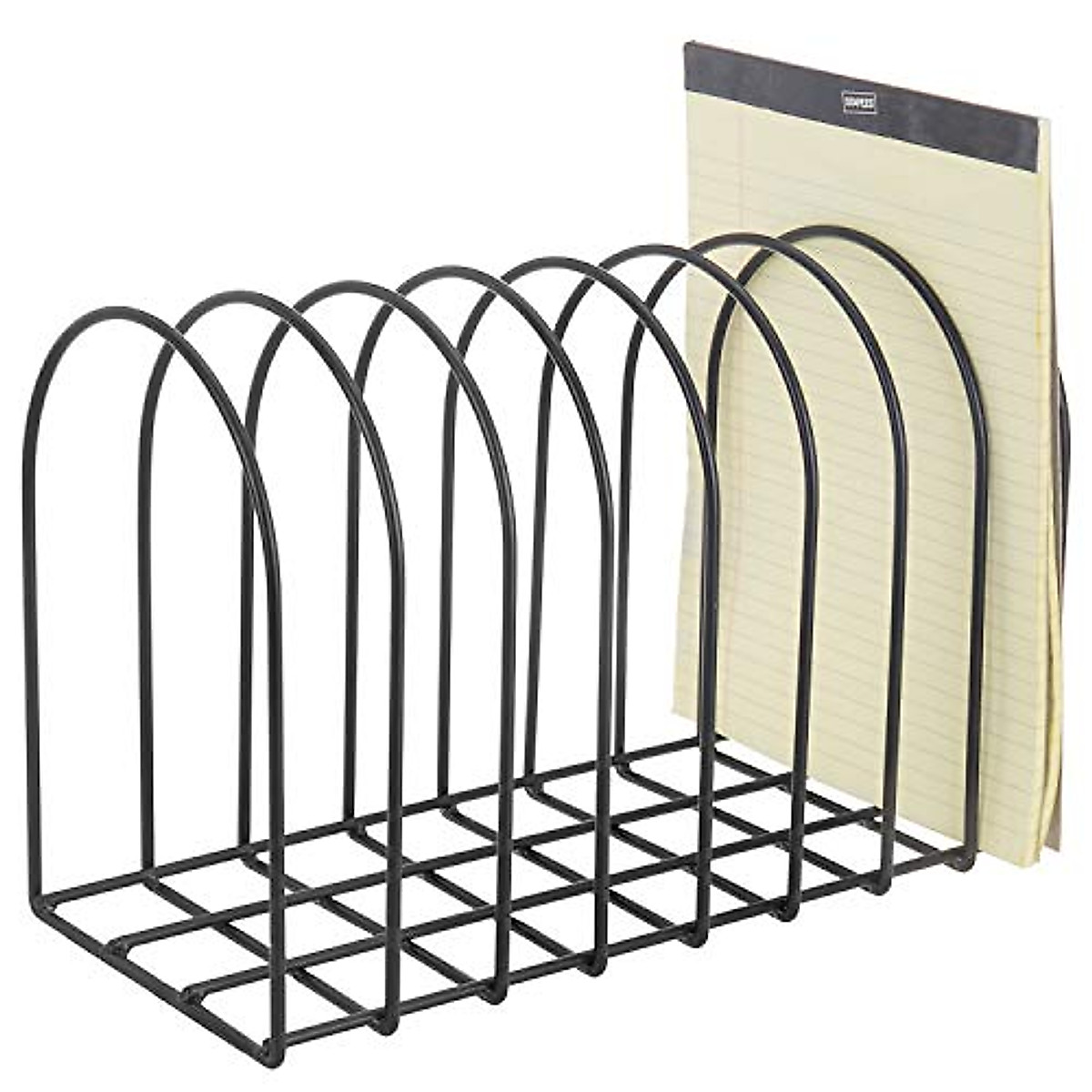 MyGift Large Desktop Document Holder, Black Metal Wire File Folder Organizer Rack with 8-Slots and Arch Design