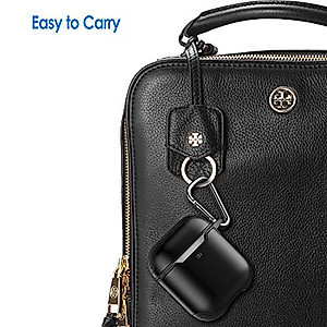 JETech Case Cover for AirPods (1st & 2nd Generation), PC and TPU, Protective Skin with Keychain (Black)