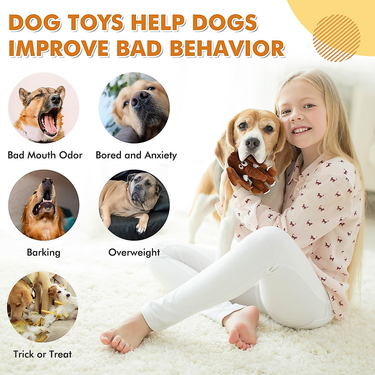 Letsmeet Interactive Plush Dog Squeaky Toys Fun Puppy Toy with Crinkle Paper for Interactive Chew and Play Beat Boredom with This Dog Puzzle Toy for Small Medium Large Dogs
