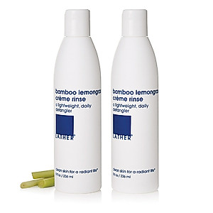 LATHER Bamboo Lemongrass Conditioner - Lightweight & Non-Greasy Crème Rinse Formula - Gentle Daily Hair Detangler Conditioner for All Hair Types - Sulfate Free - 8 Fl Oz Bottles (Pack Of 2)