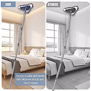 85 Inch Wall Cleaner Mop with Long Handle,Baseboard Cleaner Tool 360° Rotatable with Extension Pole 39" to 85",6 Replacement Microfiber Mop Pads,Wall Mop for Wall Washer Cleaning Ceiling Window Floor