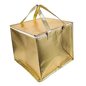 Reusable Grocery Bag Insulation Foldable Grocery Shopping Tote Insulated Pizza Insulated for Delivery Meal Grocery Tote Aluminum Golden Zipper Insulated Delivery Pouch Food