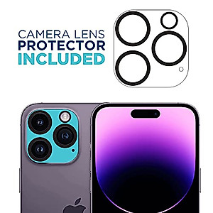 Tech Armor 3 Pack Screen Protector + 1 Camera Lens Protector for iPhone 14 Pro 6.1 inch - Ballistic Tempered Glass, Case Friendly, Dynamic Island Compatible, Sensor Protection, HD, 9H Hardness
