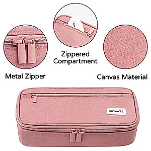 WEMATE Large Pencil Case Aesthetic,Big Capacity Canvas Pencil Pouch with Zipper, Pencil Case for Girls & Boys, Marker Pen Case,Portable Stationery Pencil Bag for School College Office