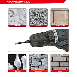 DT-DIATOOL Hex Shank Dry Diamond Drill Bits Kit for Porcelain Tile Ceramic Granite Marble Masonry Concrete Diameter 5 6 8 10 12mm (Kit No.2