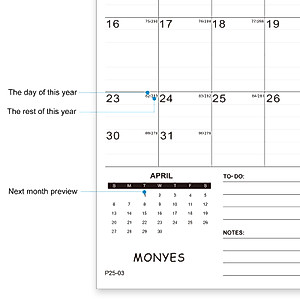 MONYES 2023-2024 Wall Calendar, 17" x 12" Academic Desk Calendar, 2 Year Wirebound Calendar