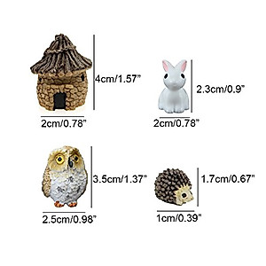 Fashionclubs Miniature Garden Ornaments, 24pcs Miniature Ornaments Kit Set Fairy Garden Figurines Accessories for DIY Dollhouse Plant Pot Decoration,with 1pcs Tweezer