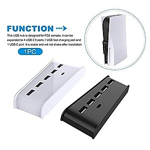 SHYPT 5 Port High-Speed Splitter Adapter Game Console USB Hub Multifunctional for PS5 Game Console Charging Stand Indicator Light (Color : White)