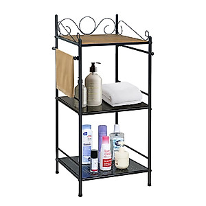 ViHOTA 3-Tier Metal Shelving Unit, Standing Storage Shelf Units for Laundry Bathroom Kitchen Pantry Closet for Small Spaces,15.6” Black Metal Rack
