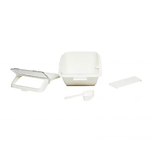 TrueCraftware- 2 Gallon (40 Cups) Shelf Ingredient Bin White with Clear Flip Top Lid & Measuring Scoop- Stackable Plastic Kitchen Pantry Storage Bin for Dry Food Flour Sugar Kitchen Restaurant