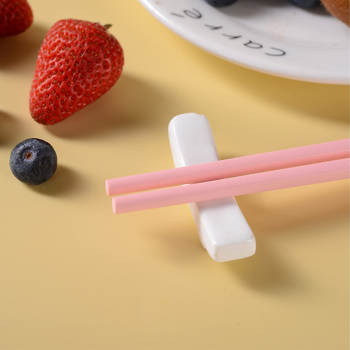 Dtdepth Fiberglass Chopsticks - 6 Pairs Pink Reusable Dishwasher Safe Chopsticks, Lightweight, Easy to Use, 9.48 Inch/24.1cm - Gift Set