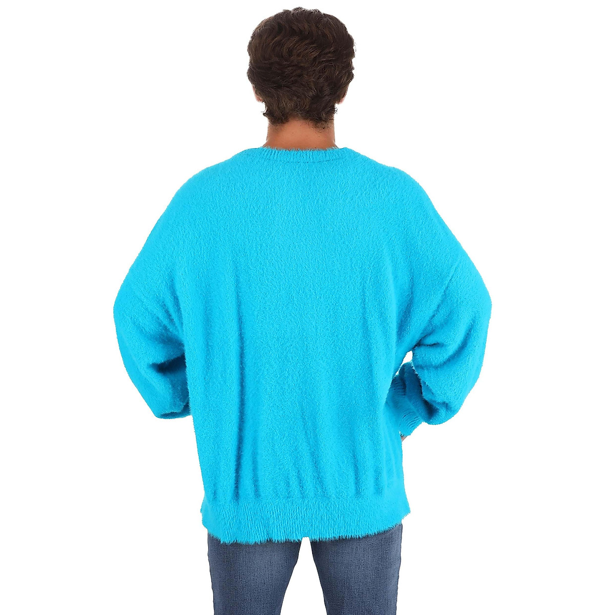 Fun Costumes Sesame Street Cookie Monster Fuzzy Oversized Sweater for Adults | Muppets Pullover Cosplay Clothing & Apparel L Blue
