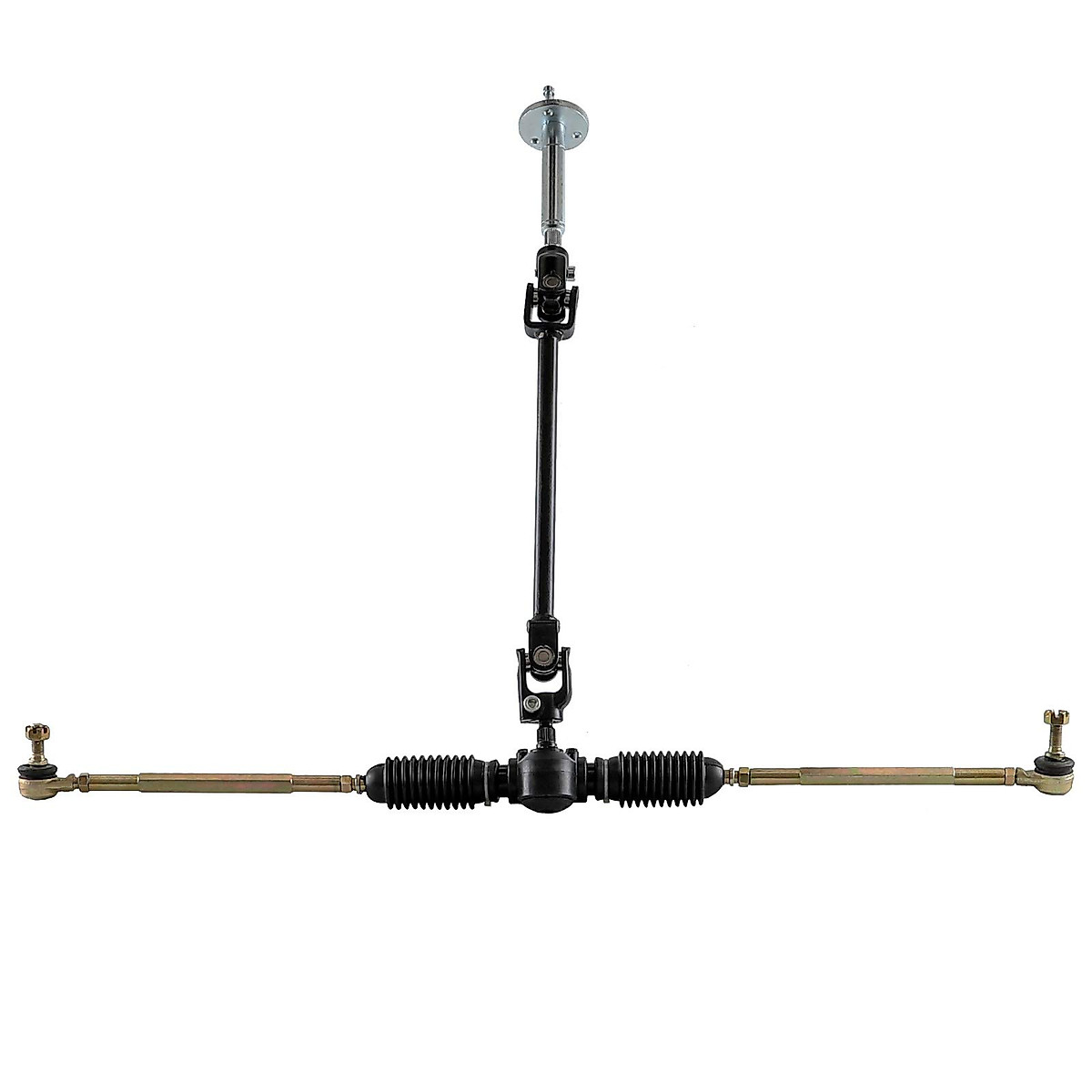 Fuerduo Steering Wheel Assembly and Tie Rod Rack Adjustable Shaft & Front Wheel Hubs with Steering Knuckle Kit fit for 110cc 125cc Go Kart Bike