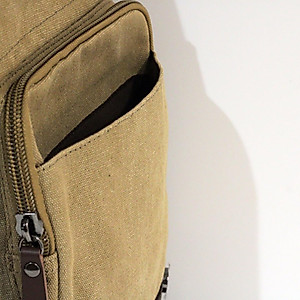 PERAWARE SULFUR Durable Crossbody Sling Canvas Leather Daypack Rucksack for Travel Camping & Outdoor Backpack For Men and Women