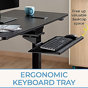 Stand Steady Under Desk Keyboard Tray | Adjustable Tilting Keyboard Shelf for Ergonomic Typing | Screw-On Under Desk Storage with Cable Clips (Tray Specs: 26.5in x 10in | Overall Specs: 26.5in x 17in)
