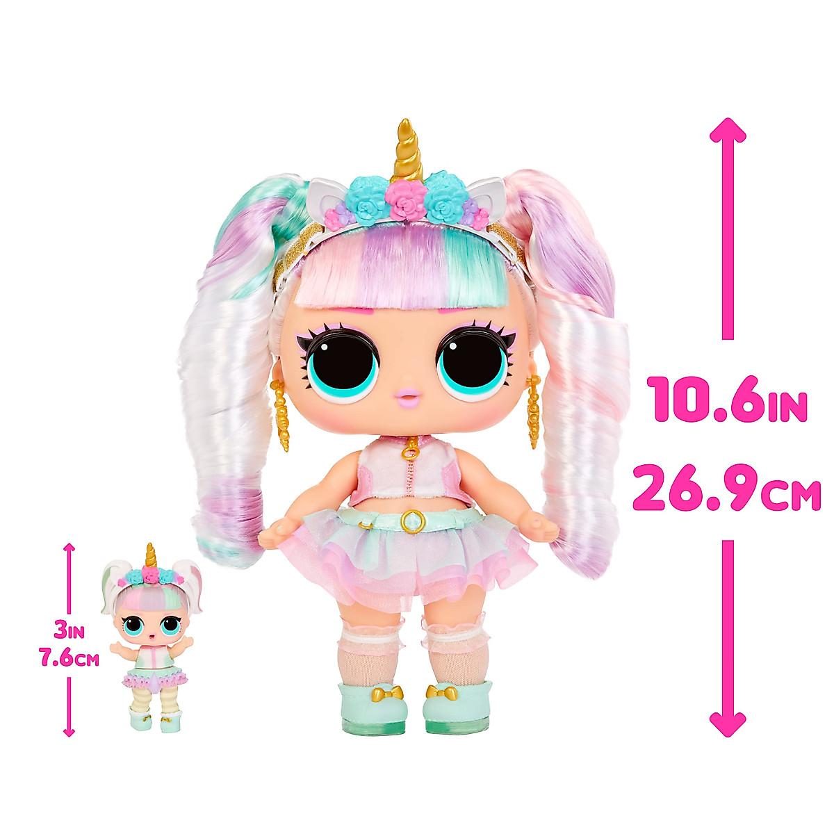 LOL Surprise Big Baby Hair Large 11" Unicorn Doll w/ 14 Including Shareable Accessories & Blue Pink Hair & Dress, Holiday Toy Playset, Great Gift for Kids Girls Ages 4 5 6+ Years