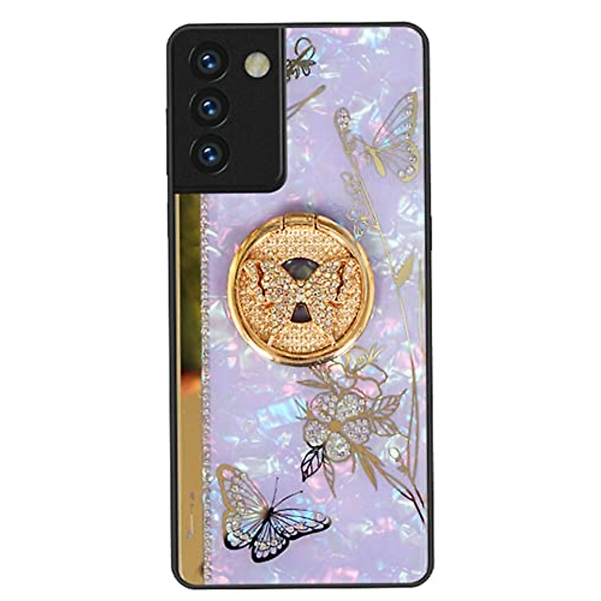 for Samsung Galaxy A53 Case for Women with Kickstand,Luxury Bling Diamond Cute Crystal Rhinestone Butterfly Floral Design,Soft TPU Bumper Sparkle Glitter Pearl Hard Back Girly Cover for Samsung A53